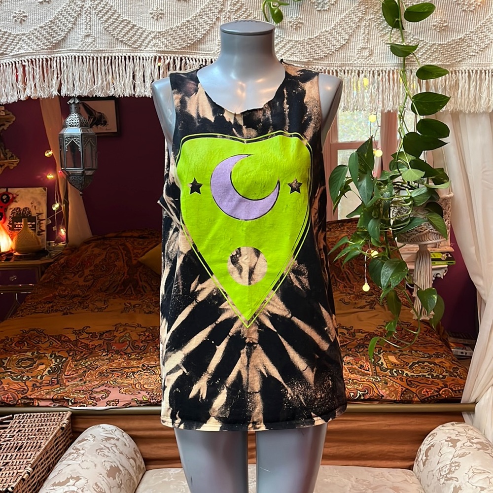 Goth Grunge Bleach Reverse Tie Dye Planchette Moon Ou… - Gem